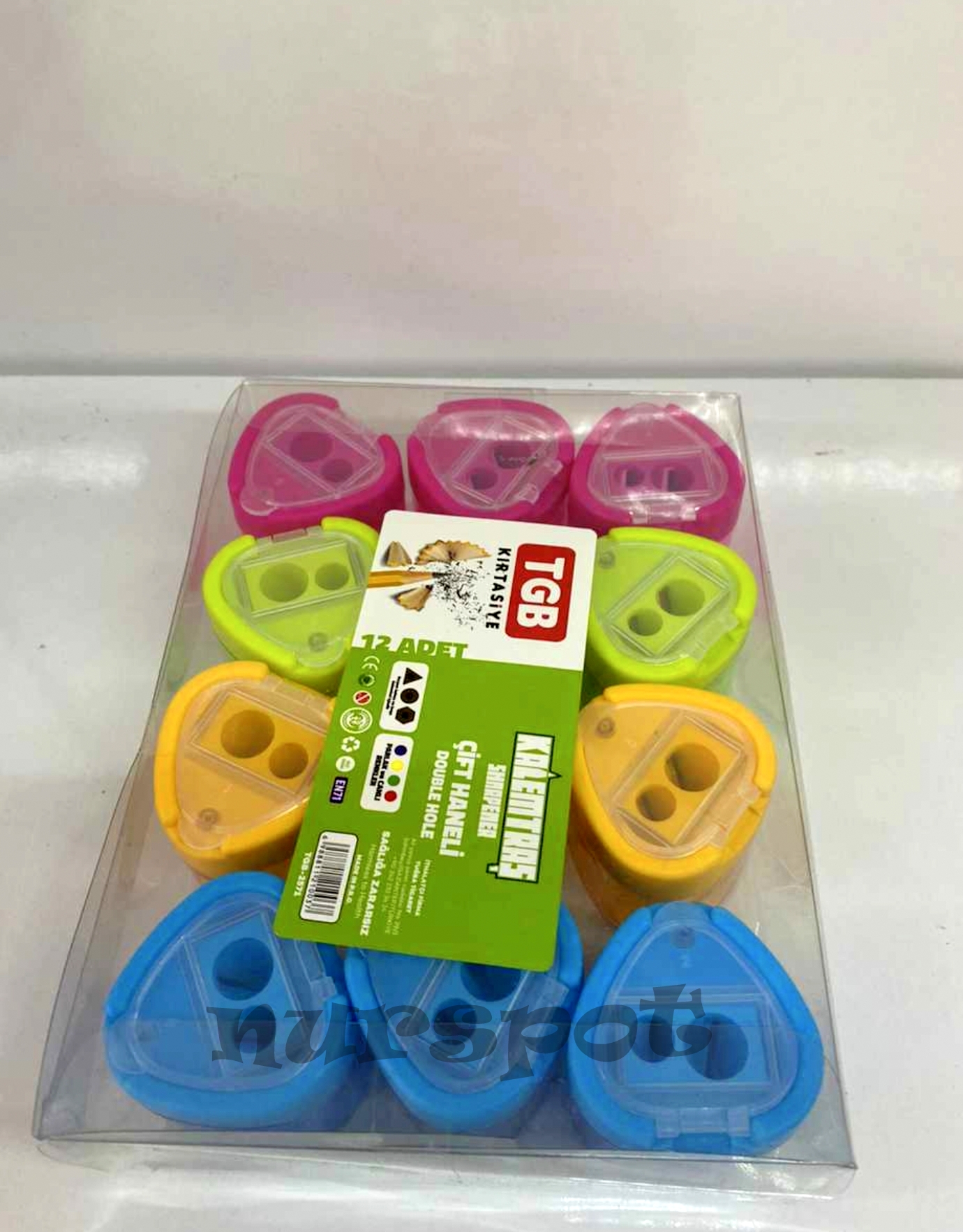 toptan kalemtraş çift hazneli depolu kalp model 12 li paket